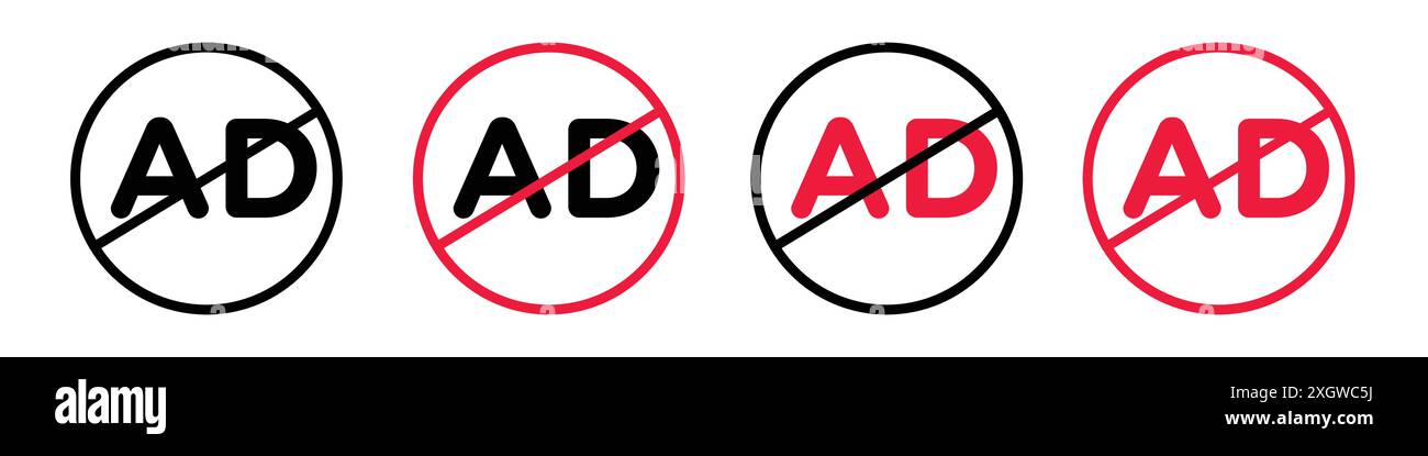 Ad blocker icon logo sign vector outline in black and white color Stock ...