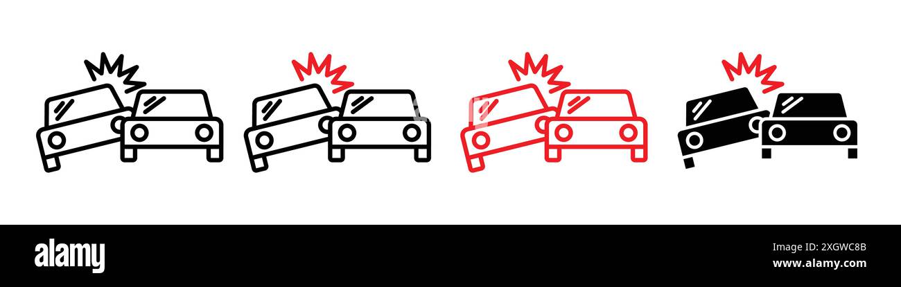 Car crash icon logo sign vector outline in black and white color Stock ...