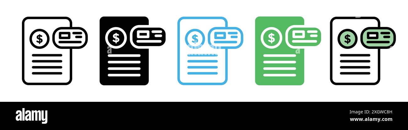 Billing icon logo sign vector outline in black and white color Stock ...