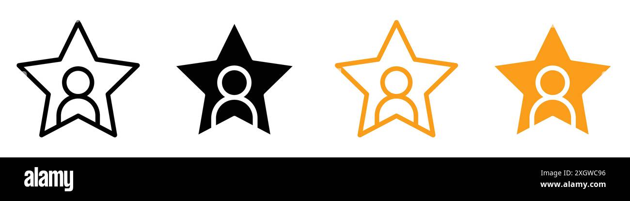 Best employee icon logo sign vector outline in black and white color ...