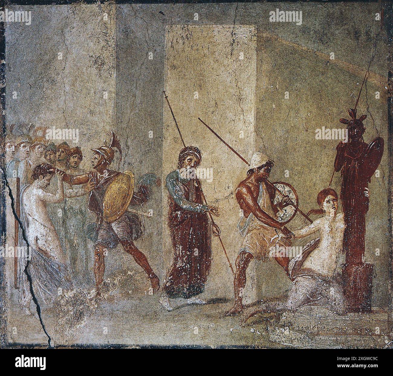 Menelaus captures Helen in Troy, Ajax the Lesser drags Cassandra from ...