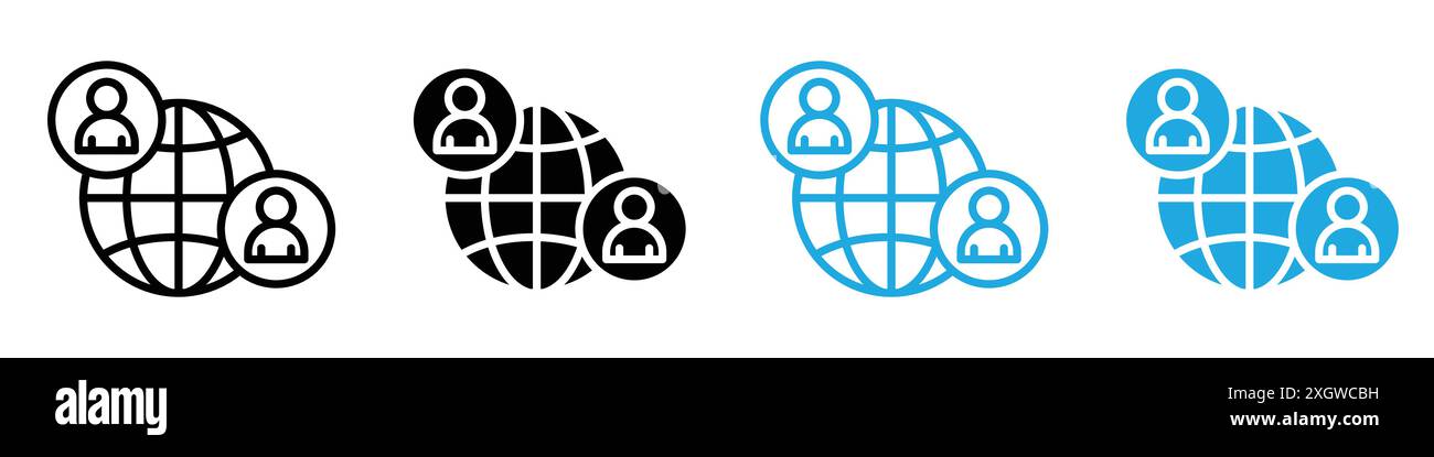 Clients worldwide icon logo sign vector outline in black and white ...