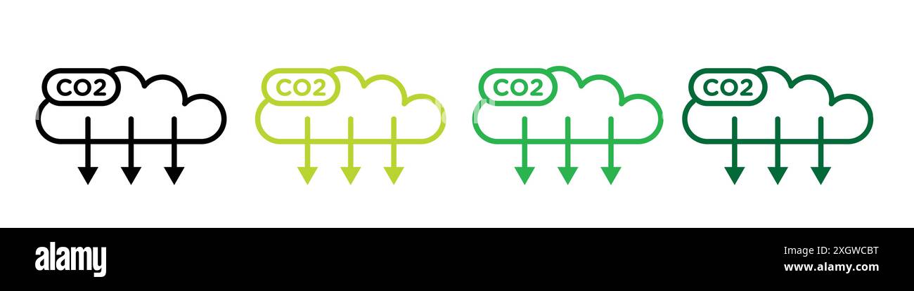 CO2 emissions icon logo sign vector outline in black and white color ...