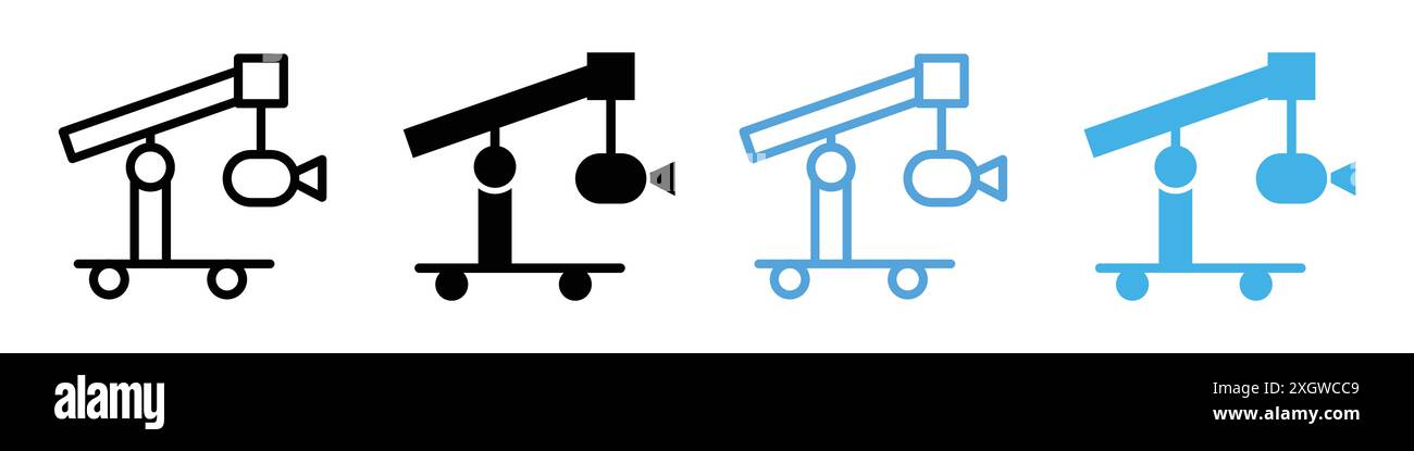 Camera crane icon logo sign vector outline in black and white color ...