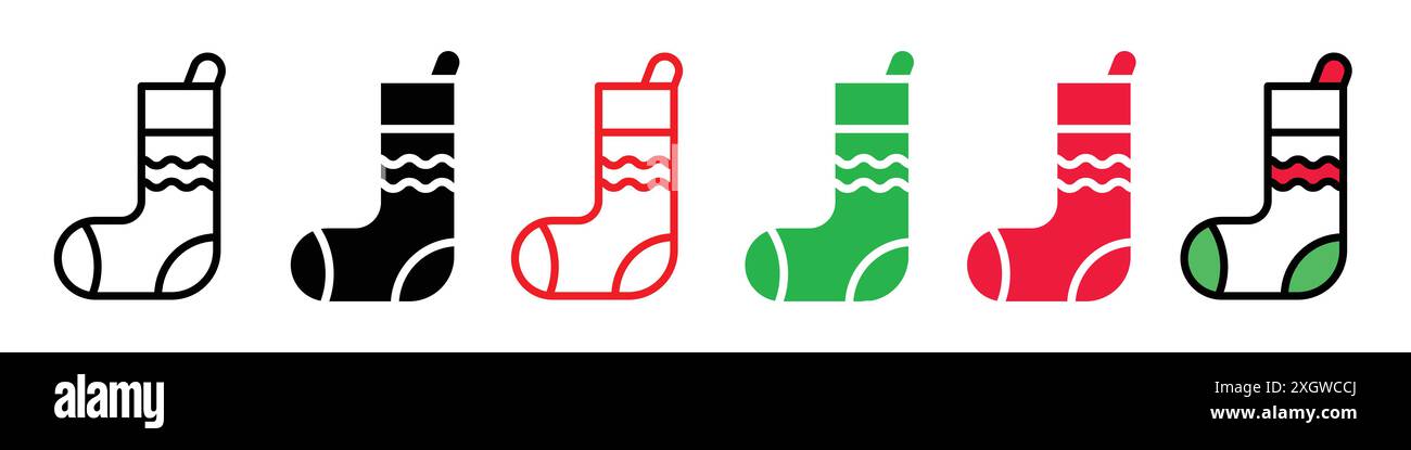 Christmas stocking icon logo sign vector outline in black and white ...