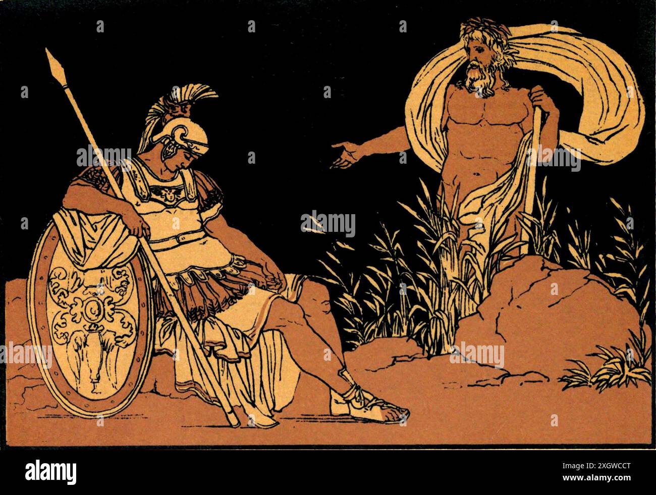 Aeneas and the god Tiber, by Bartolomeo Pinelli Stock Photo - Alamy