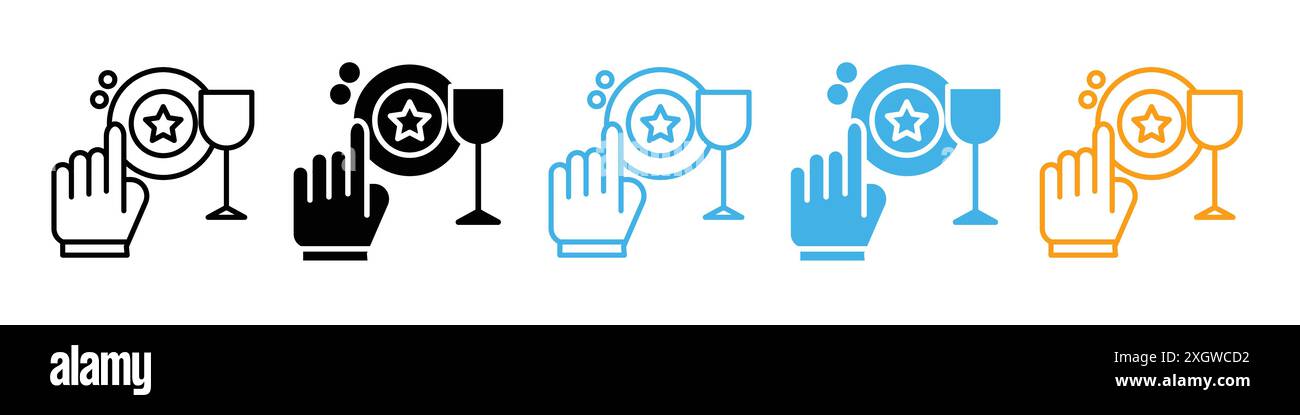 Clean tableware icon logo sign vector outline in black and white color ...