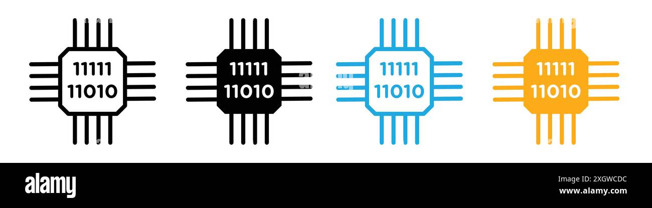 Computation icon logo sign vector outline in black and white color ...