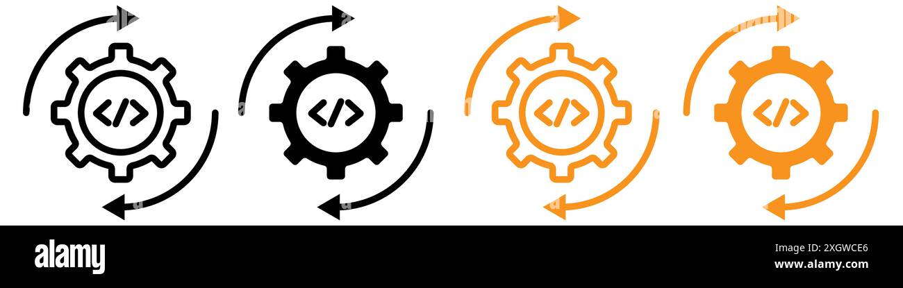 Code optimization icon logo sign vector outline in black and white color Stock Vector Image ...