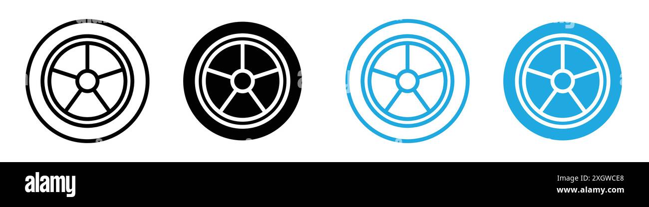 Car wheel icon logo sign vector outline in black and white color Stock ...