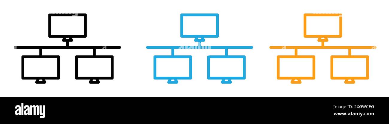 Computer network icon logo sign vector outline in black and white color ...