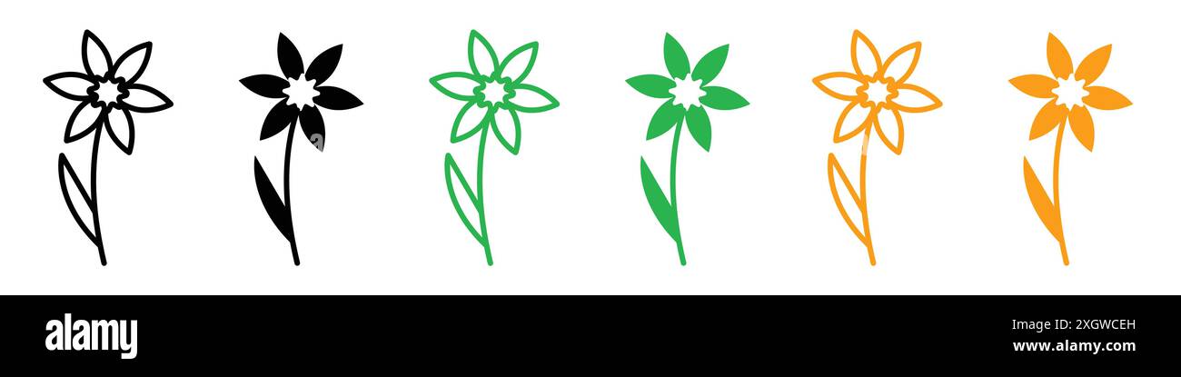 Daffodil icon logo sign vector outline in black and white color Stock ...