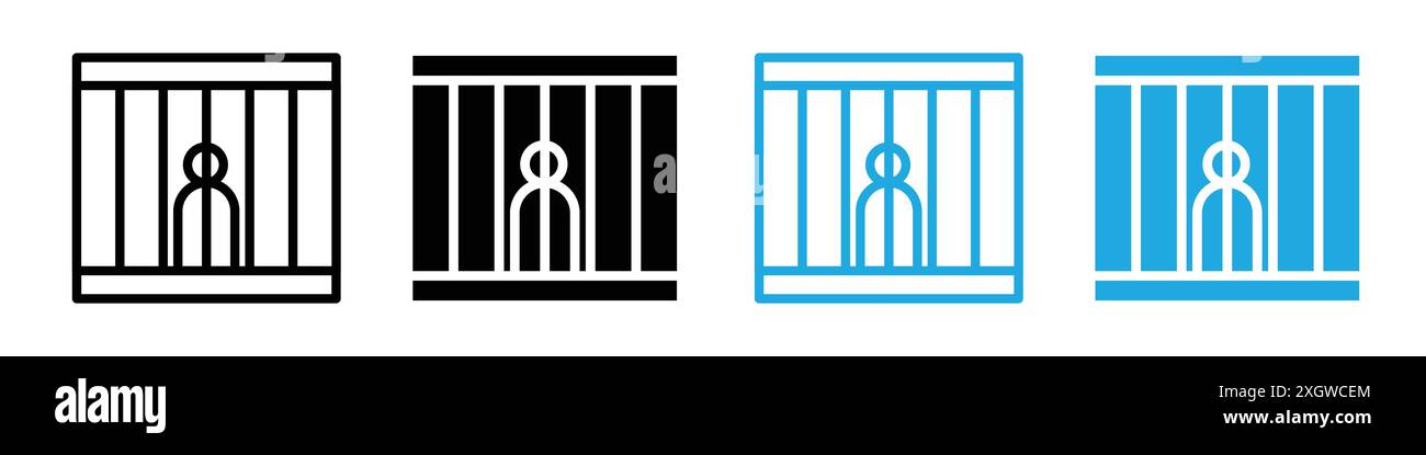 Criminal behind bars icon logo sign vector outline in black and white ...