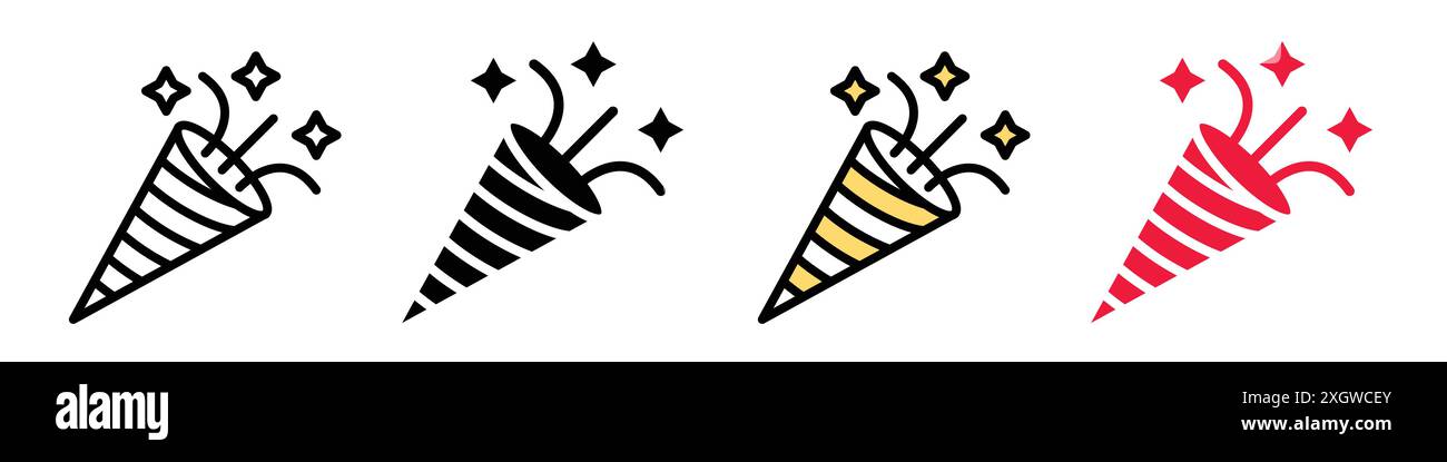 Confetti popper icon logo sign vector outline in black and white color ...