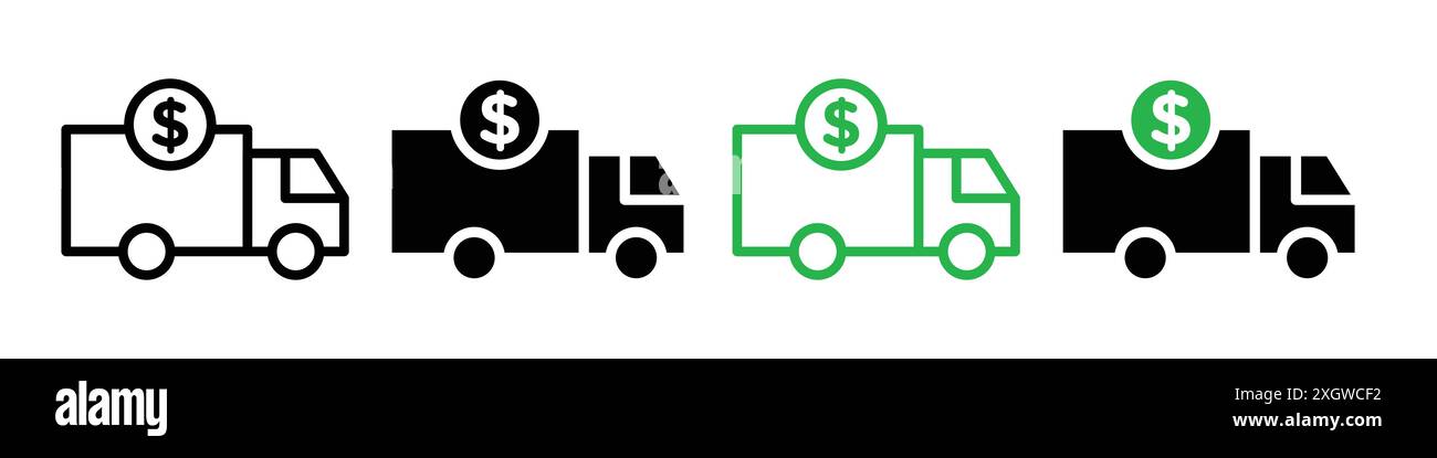 Delivery cost icon logo sign vector outline in black and white color ...