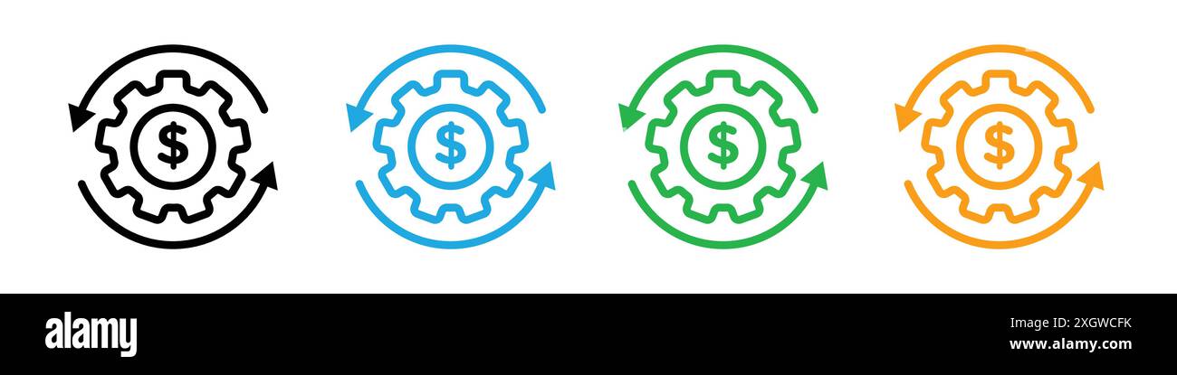 Costs optimization icon logo sign vector outline in black and white ...