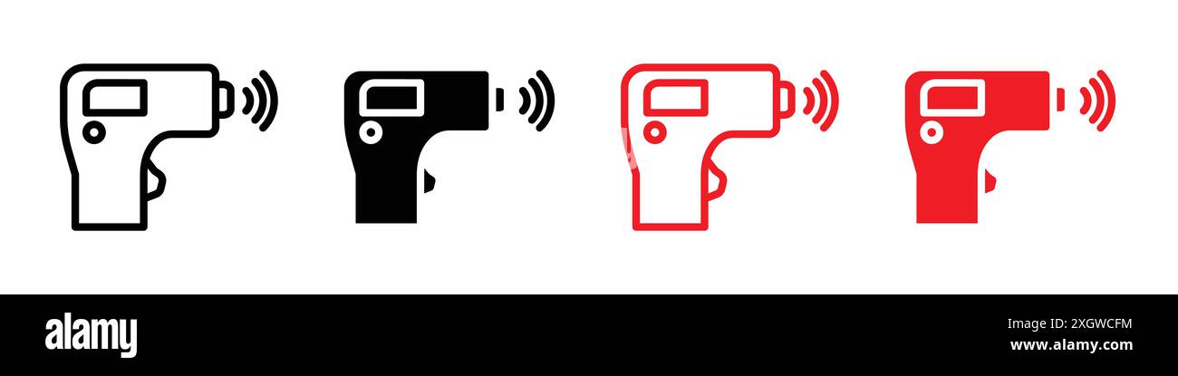 Contactless infrared thermometer icon logo sign vector outline in black ...
