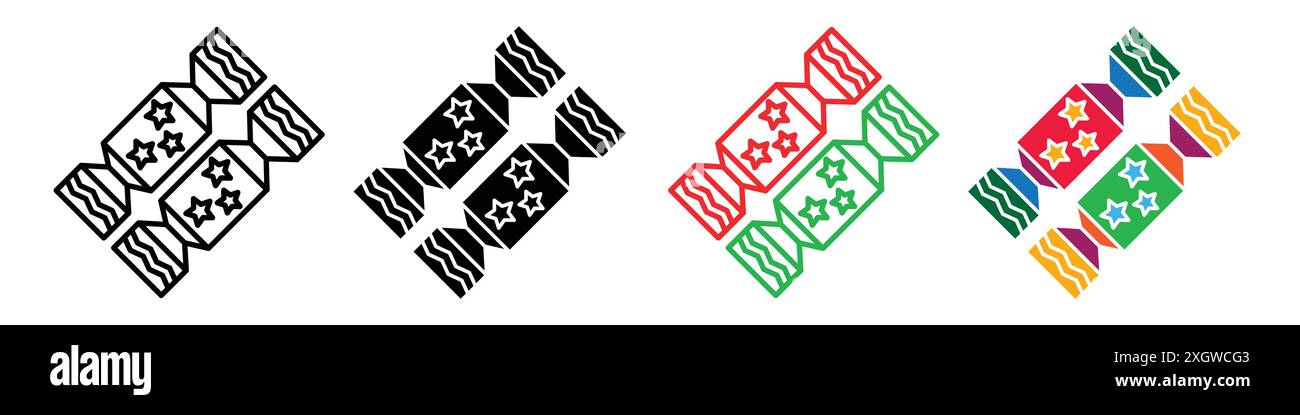 Christmas cracker icon logo sign vector outline in black and white ...