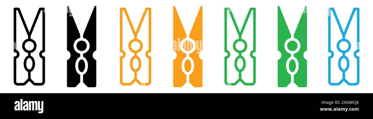 Clothespin icon logo sign vector outline in black and white color Stock ...