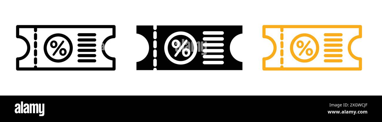 Discount voucher icon logo sign vector outline in black and white color ...