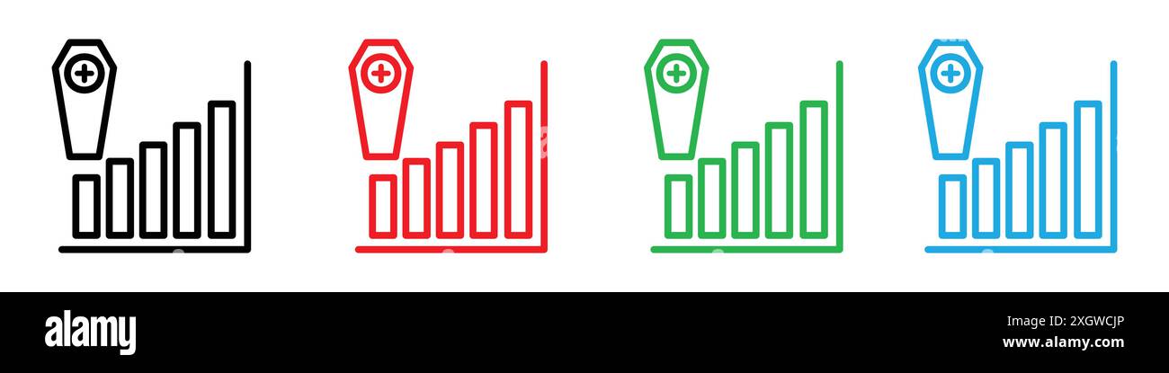 Death rate growth icon logo sign vector outline in black and white ...