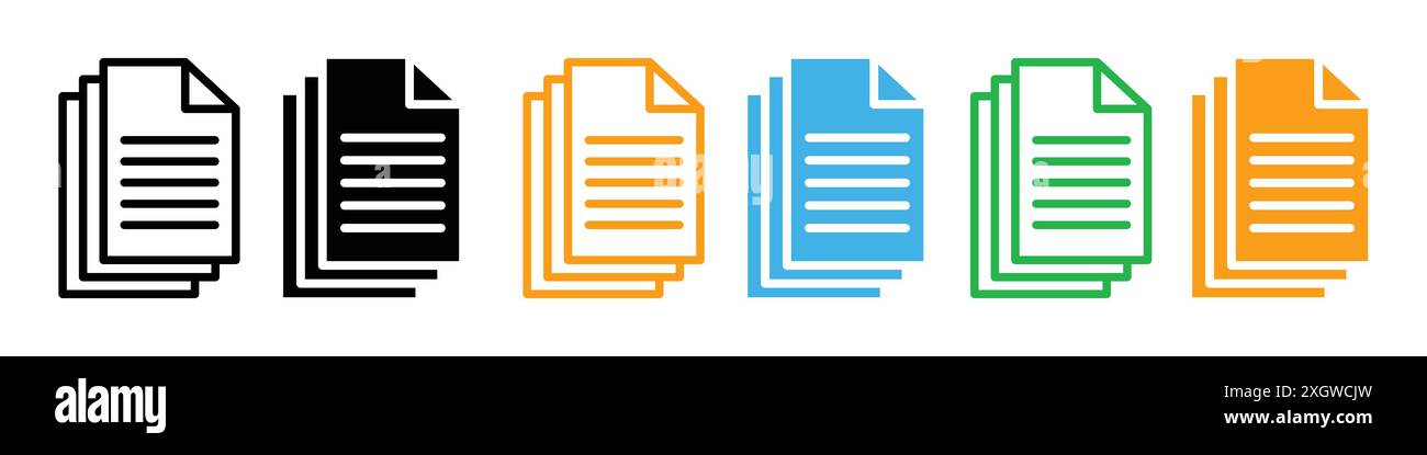 Document papers pile icon logo sign vector outline in black and white ...