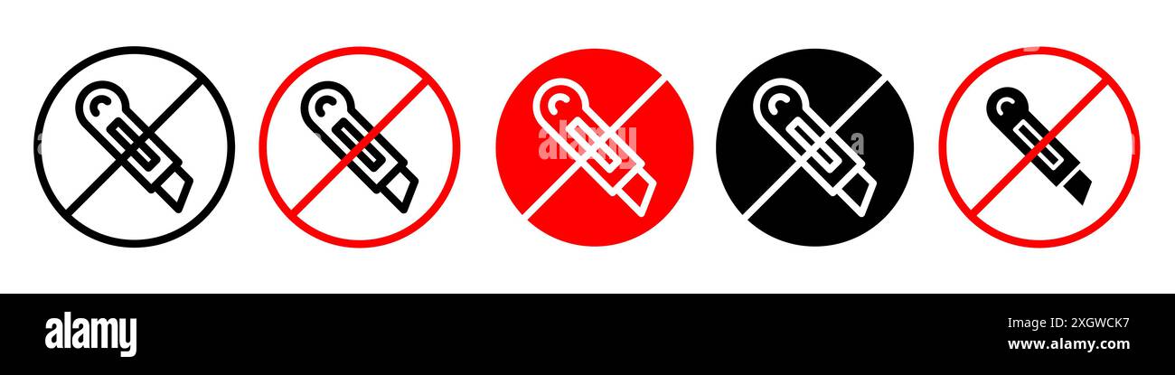 Do not cut icon logo sign vector outline in black and white color Stock ...