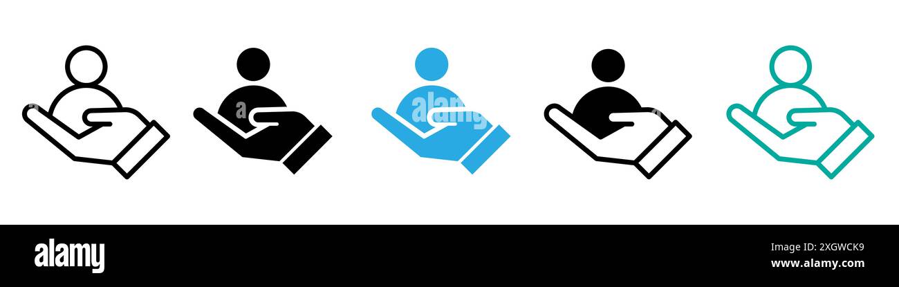 Customer retention icon logo sign vector outline in black and white ...