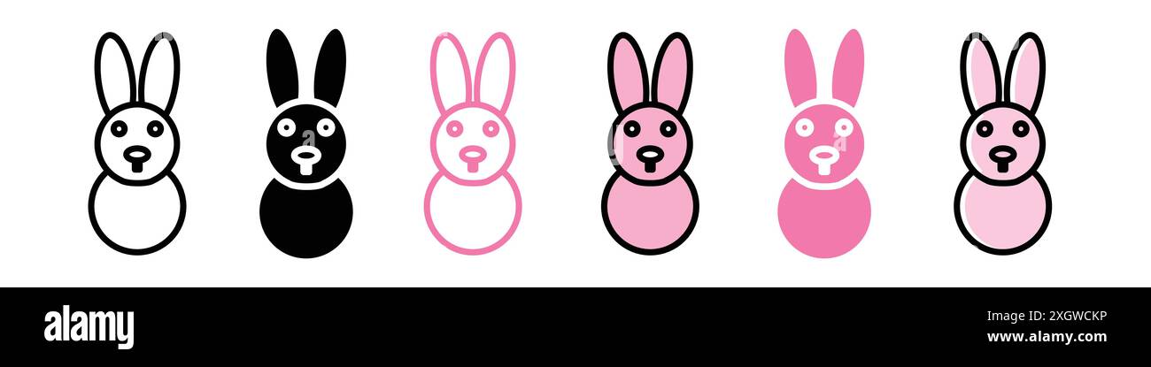 Easter bunny icon logo sign vector outline in black and white color ...