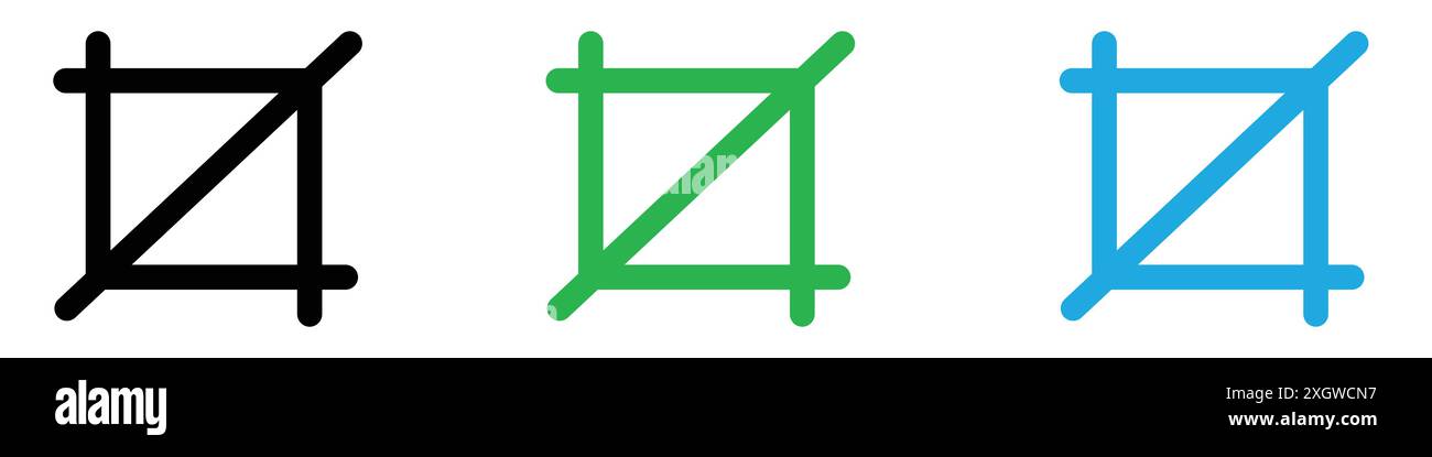 Crop tool icon logo sign vector outline in black and white color Stock ...