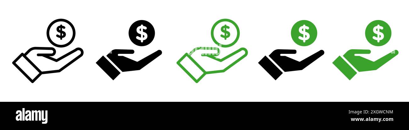 Donation icon logo sign vector outline in black and white color Stock ...