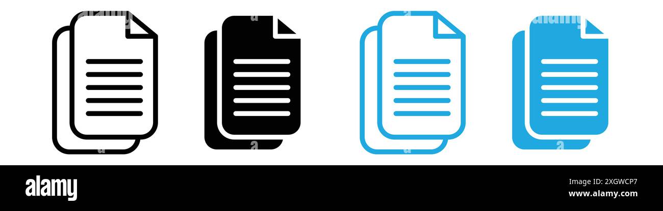 Document icon logo sign vector outline in black and white color Stock ...