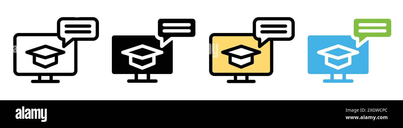 E learning icon logo sign vector outline in black and white color Stock ...