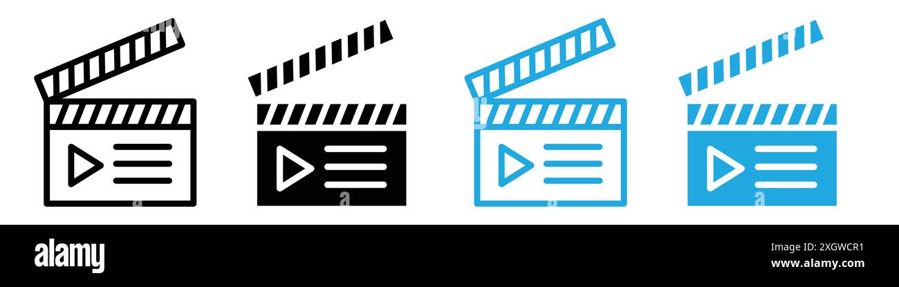 Film editing icon logo sign vector outline in black and white color ...