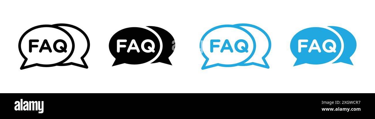 FAQ icon logo sign vector outline in black and white color Stock Vector ...