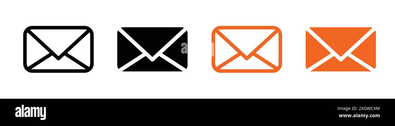 Email icon logo sign vector outline in black and white color Stock ...
