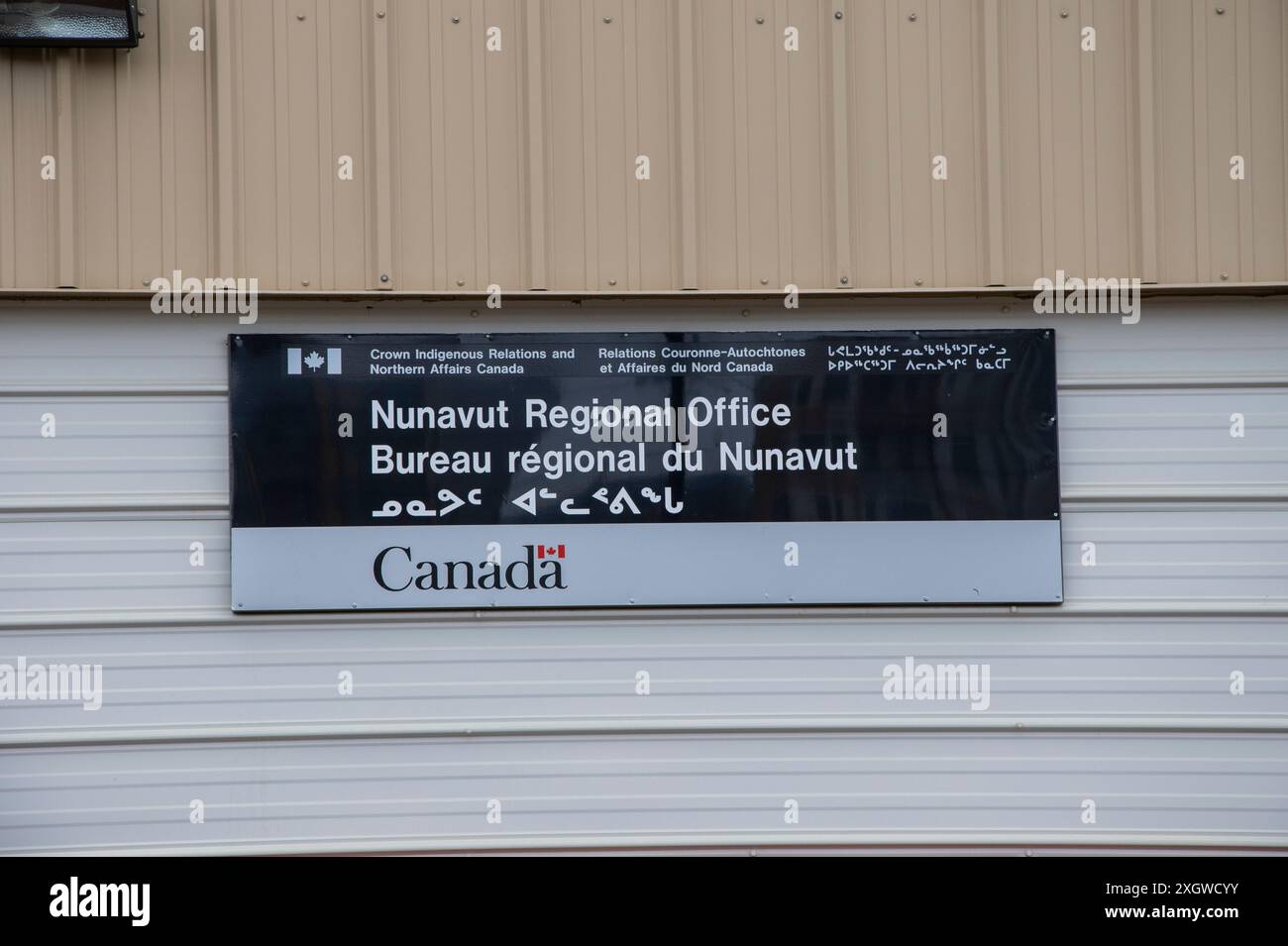 Multilingual Nunavut Regional Office sign in English, French and ...