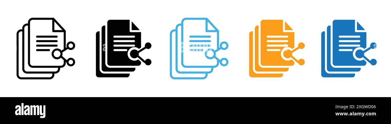 Document share icon logo sign vector outline in black and white color ...