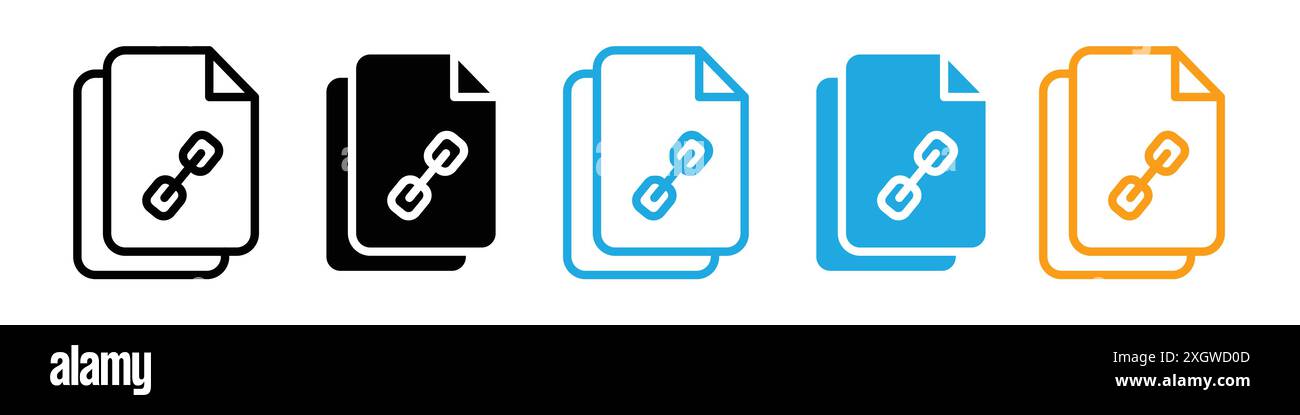 Document link icon logo sign vector outline in black and white color ...