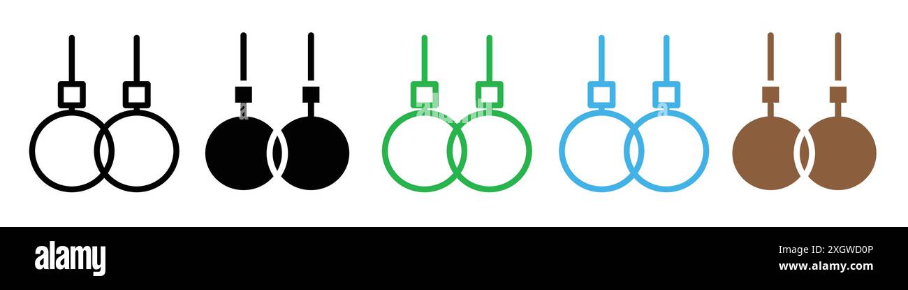Gymnastic rings icon logo sign vector outline in black and white color ...