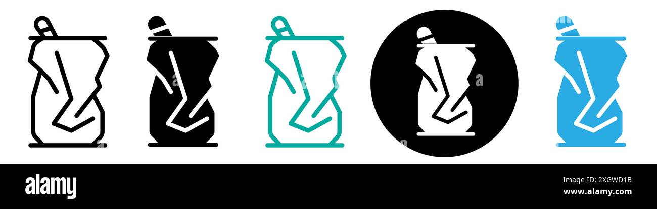 Empty can soda icon logo sign vector outline in black and white color ...