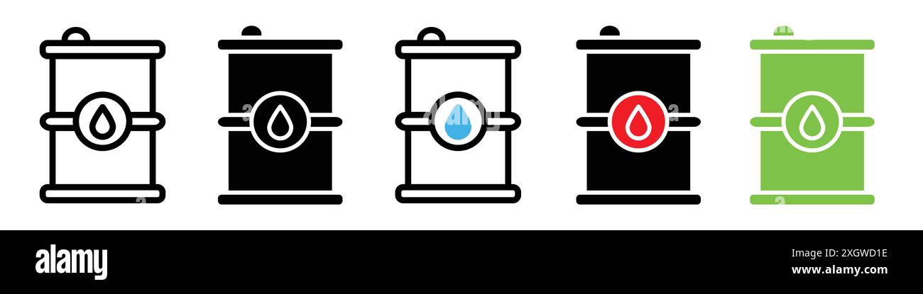 Fuel barrel icon logo sign vector outline in black and white color ...