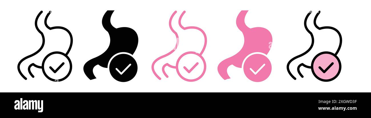 Good digestion icon logo sign vector outline in black and white color ...