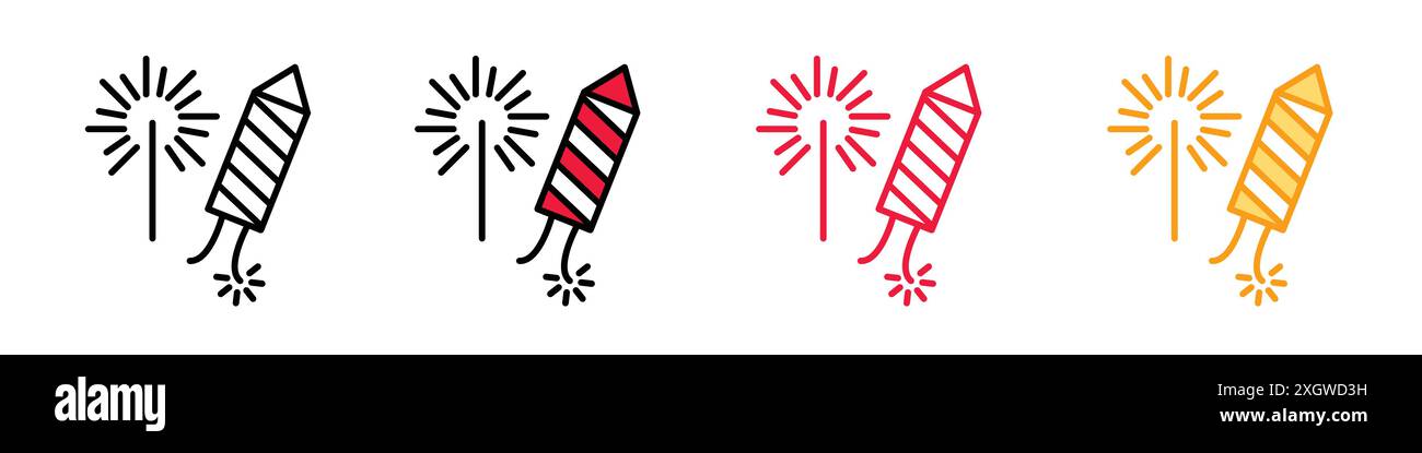 Fireworks icon logo sign vector outline in black and white color Stock ...