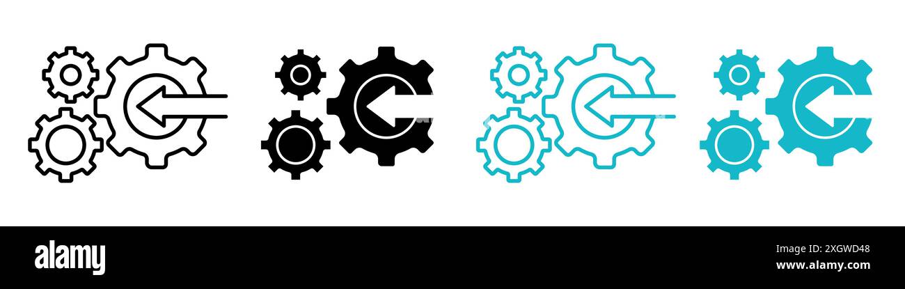 Integration icon logo sign vector outline in black and white color ...