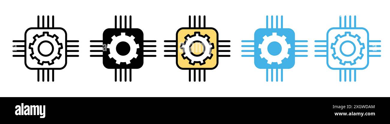Intelligent system icon logo sign vector outline in black and white ...