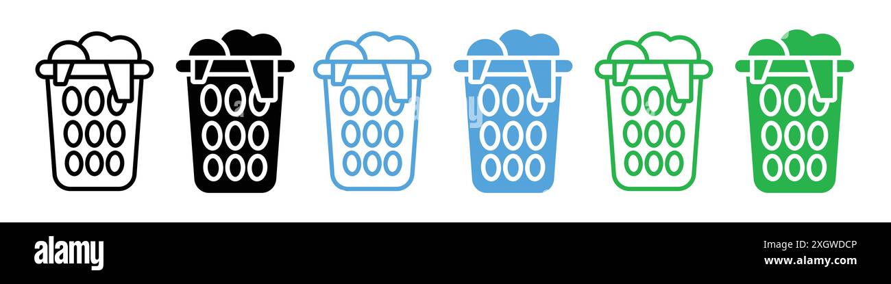 Laundry basket icon logo sign vector outline in black and white color ...