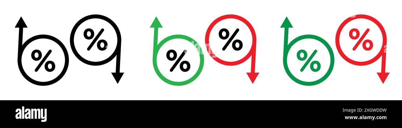 High and Low Percent arrow icon logo sign vector outline in black and ...