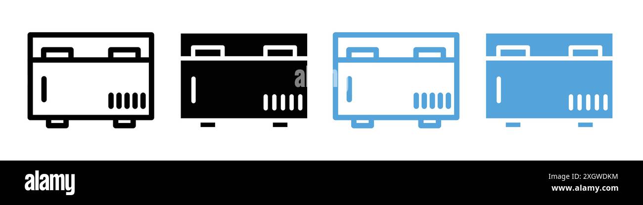 Horizontal shop refrigerator icon logo sign vector outline in black and ...