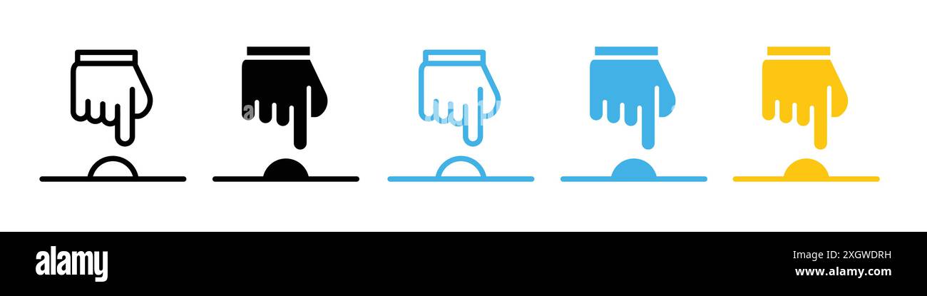 Hand push button icon logo sign vector outline in black and white color ...